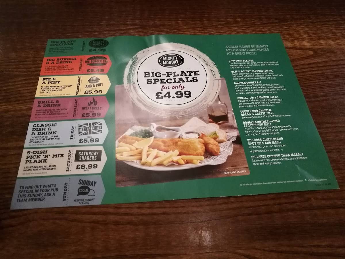 Menu at Squares pub & bar, Nottingham