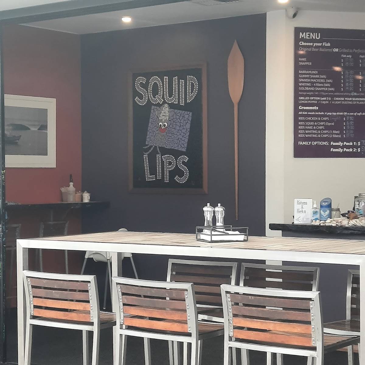 Menu at Squid Lips restaurant, Margaret River, 118 Bussell Hwy