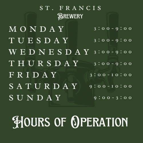 Menu at St. Francis Brewery pub & bar, Saint Francis