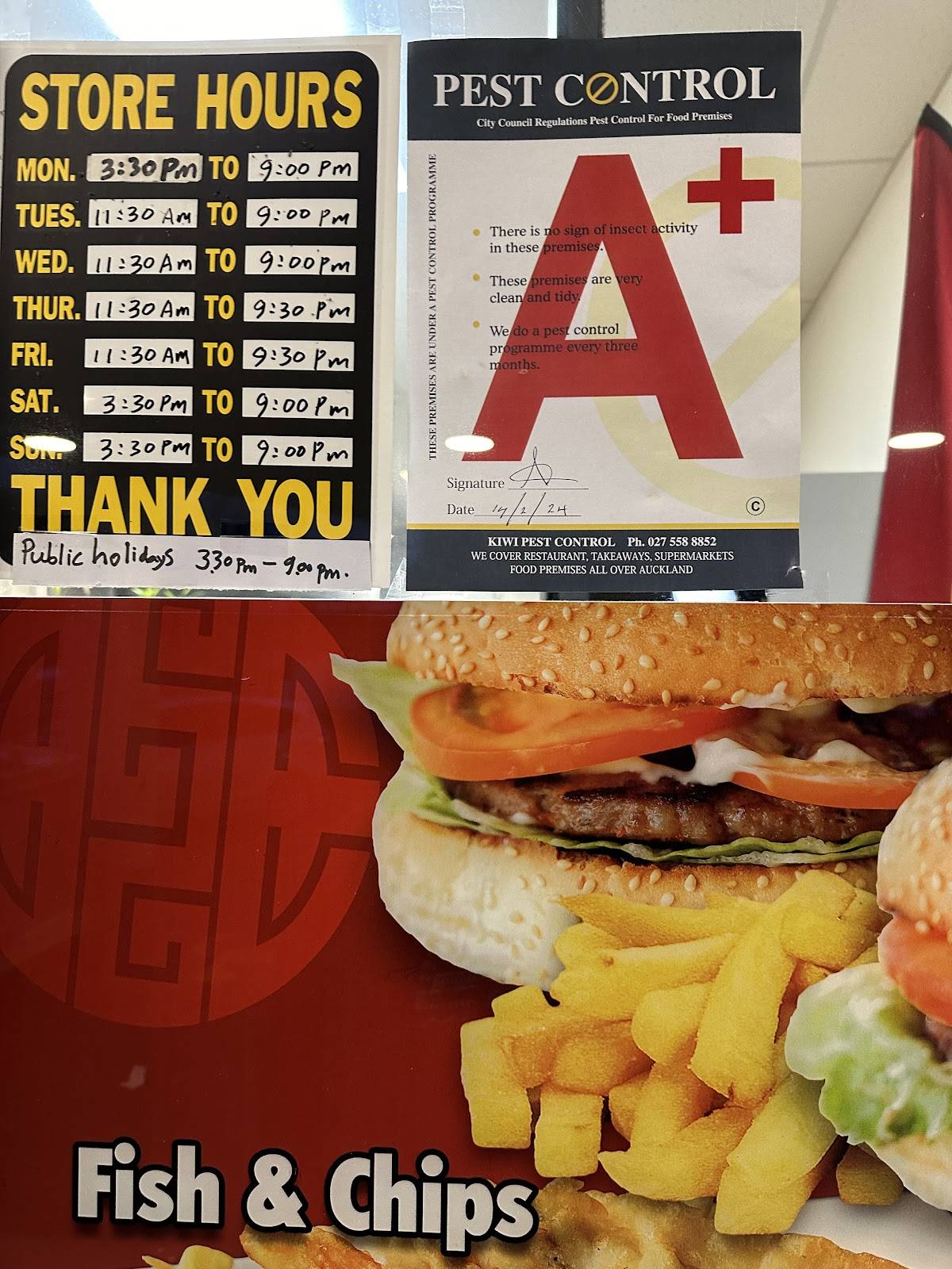Menu at St Lukes Fast Food, Auckland