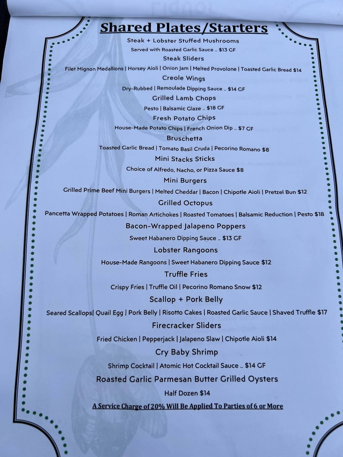 Menu at Stacks Bar and Grill, Valparaiso