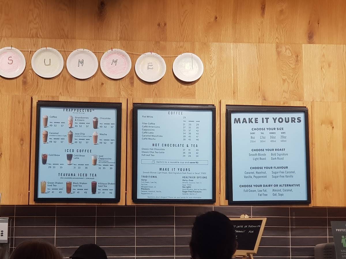 Menu at Starbucks Pavilion Mall, Westville, 1 Jack Martens Dr