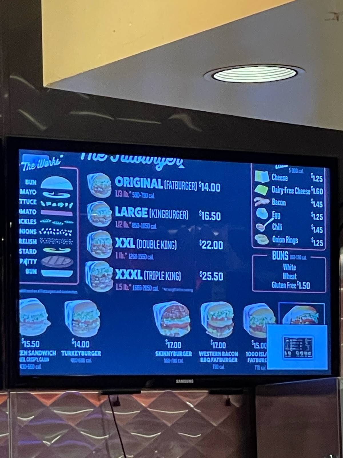 Menu at Fatburger fast food, Stateline, Harrah's Hotel & Casino
