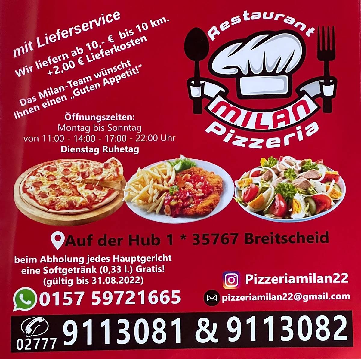 Menu at Pizzeria Milan Breitscheid, Breitscheid