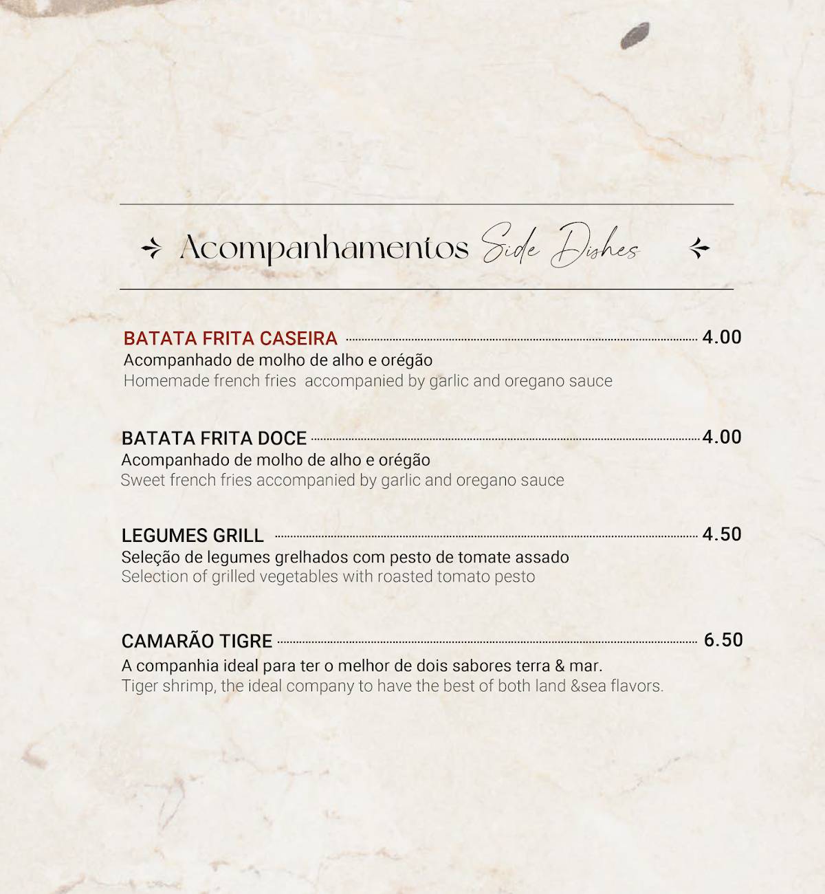Menu at Eva Steakhouse (Adão), Faro