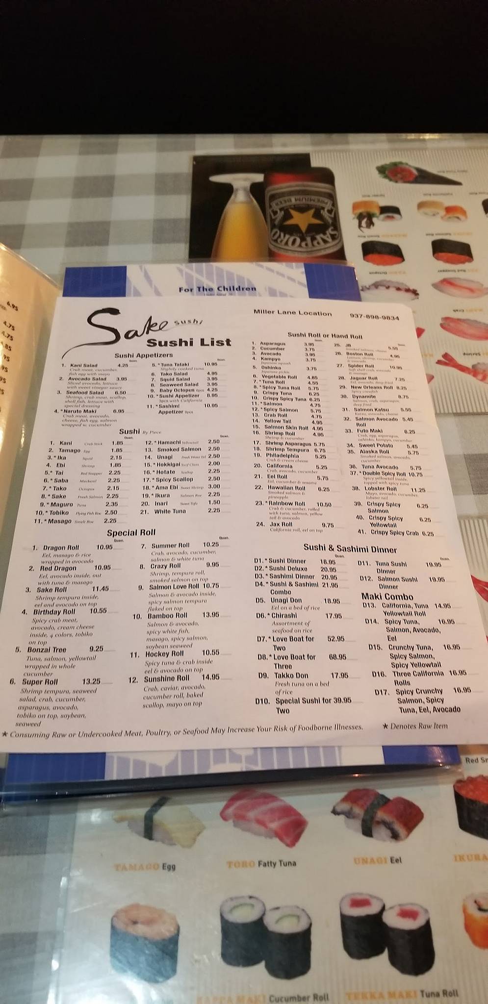 Menu at Sake Japanese Steak House & Sushi Bar., Dayton, Miller Ln