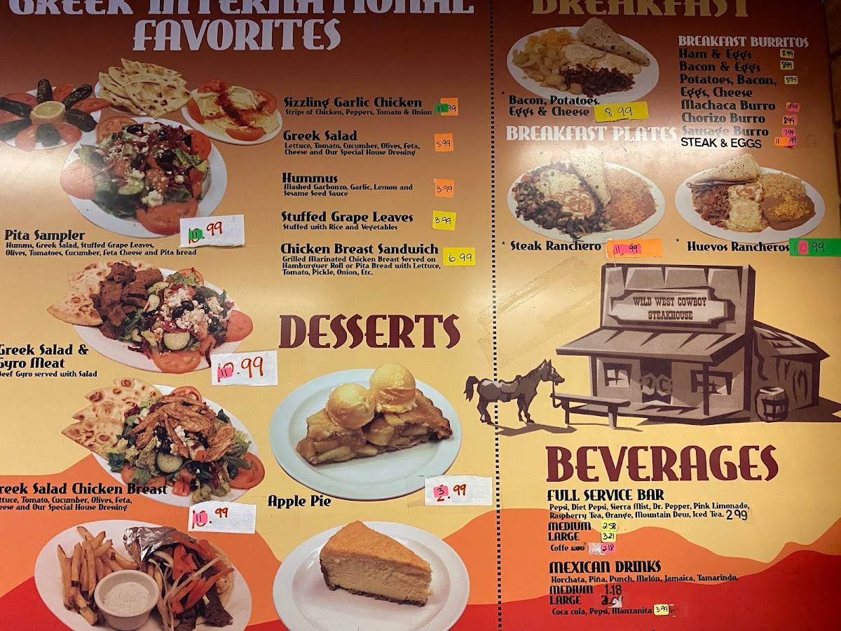 Menu at Wild West Cowboy Steakhouse, Buckeye