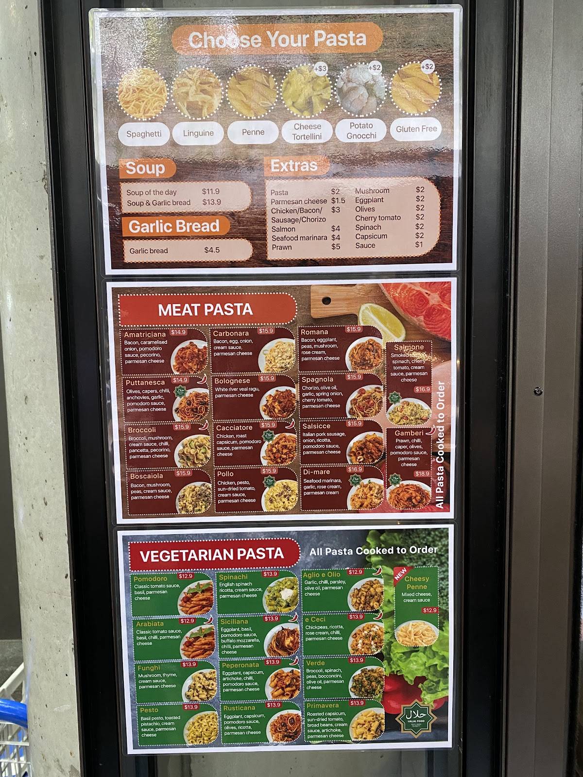 Menu at Stellini Pasta Bar, Kensington