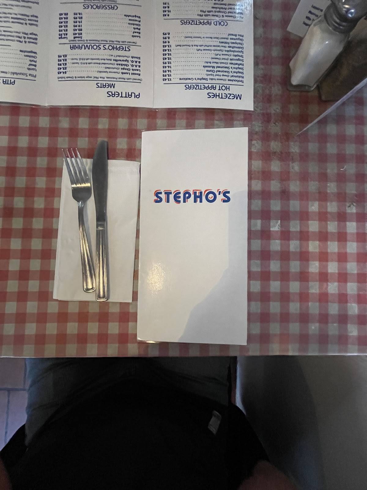 Menu at Stepho's Souvlaki Greek Taverna restaurant, Vancouver, Davie St
