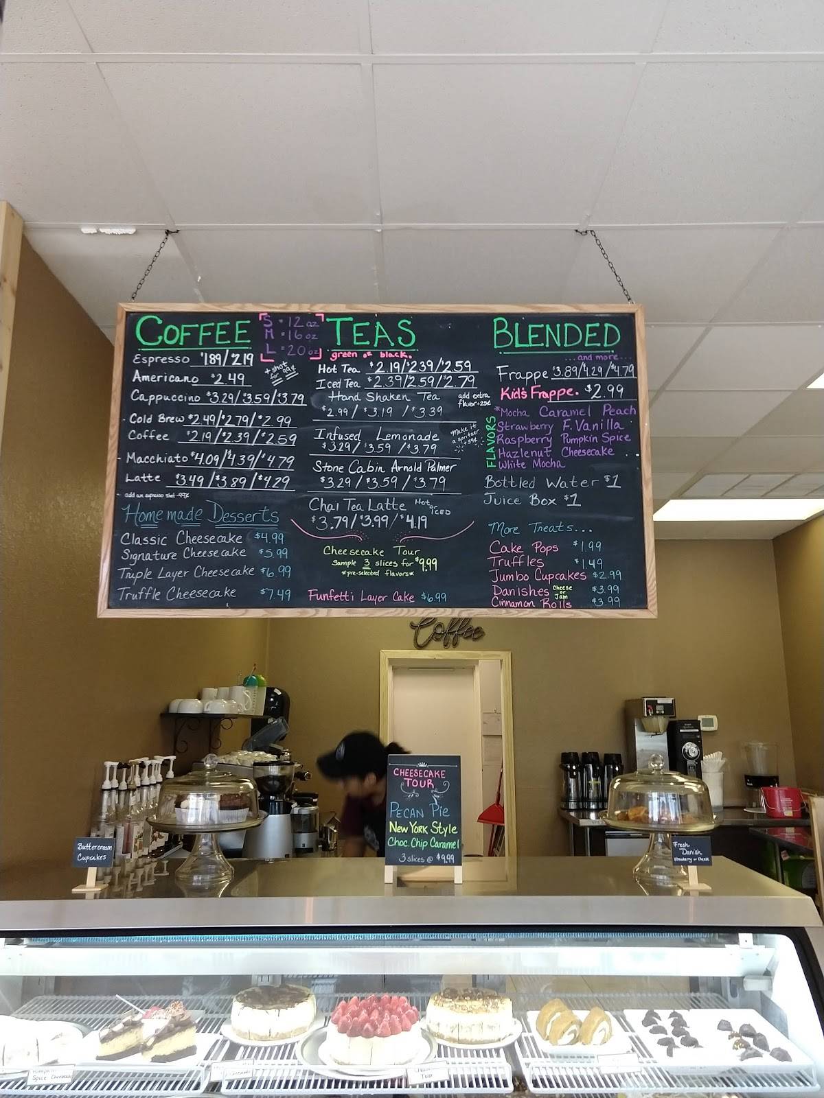 Menu at Stone Cabin Coffee and Cheesecake Company cafe, Winter Haven