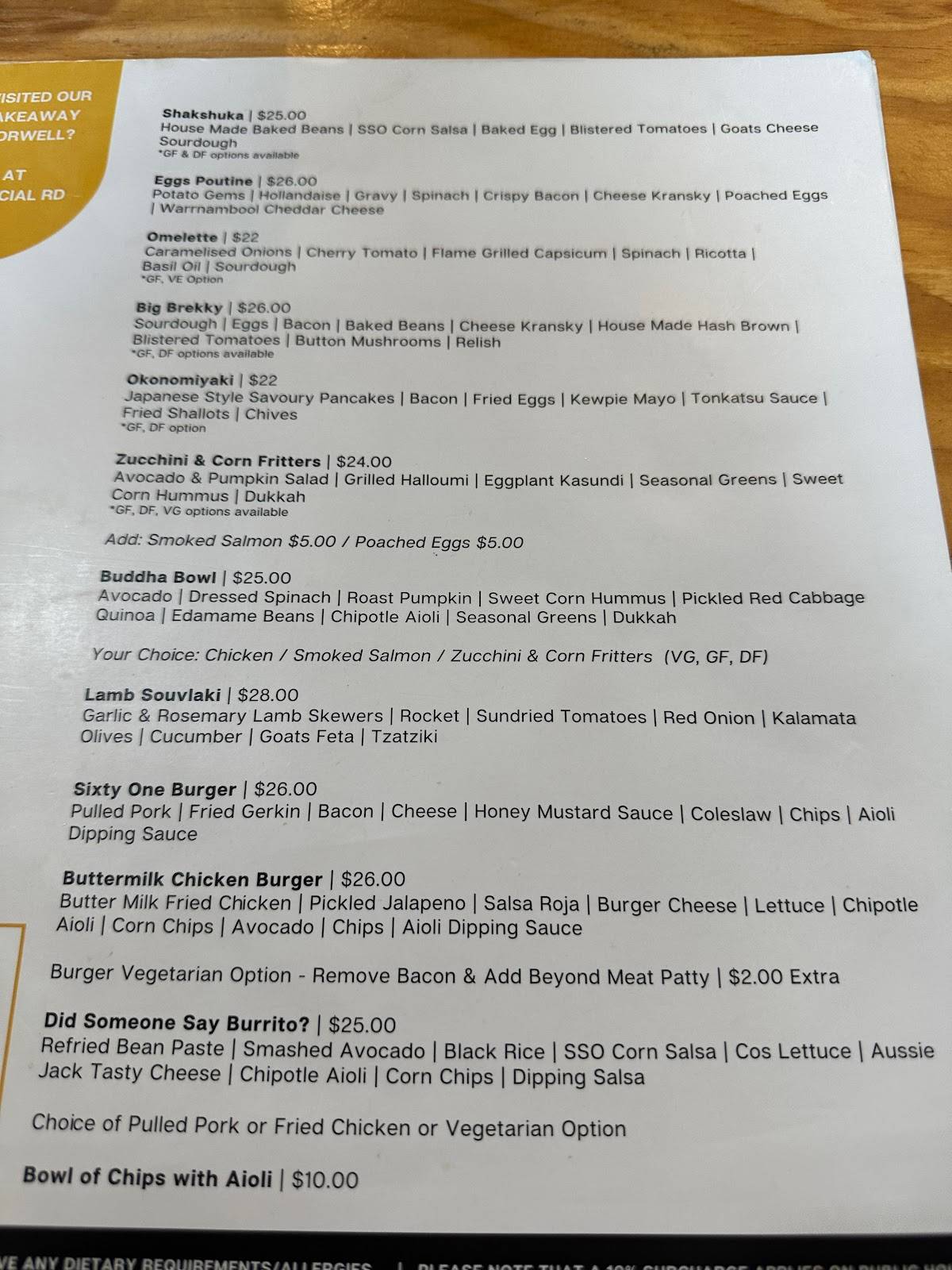 Menu at Store Sixty One - Traralgon Cafe, Traralgon