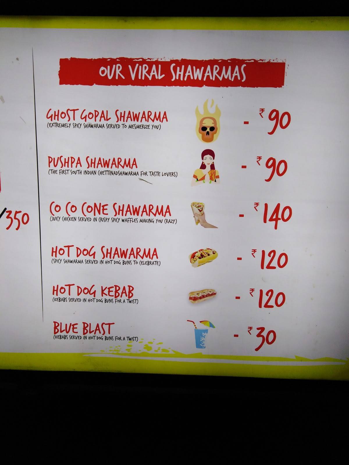 Menu at Street Arabiya Ramanathapuram, Coimbatore, X2W6+WJX