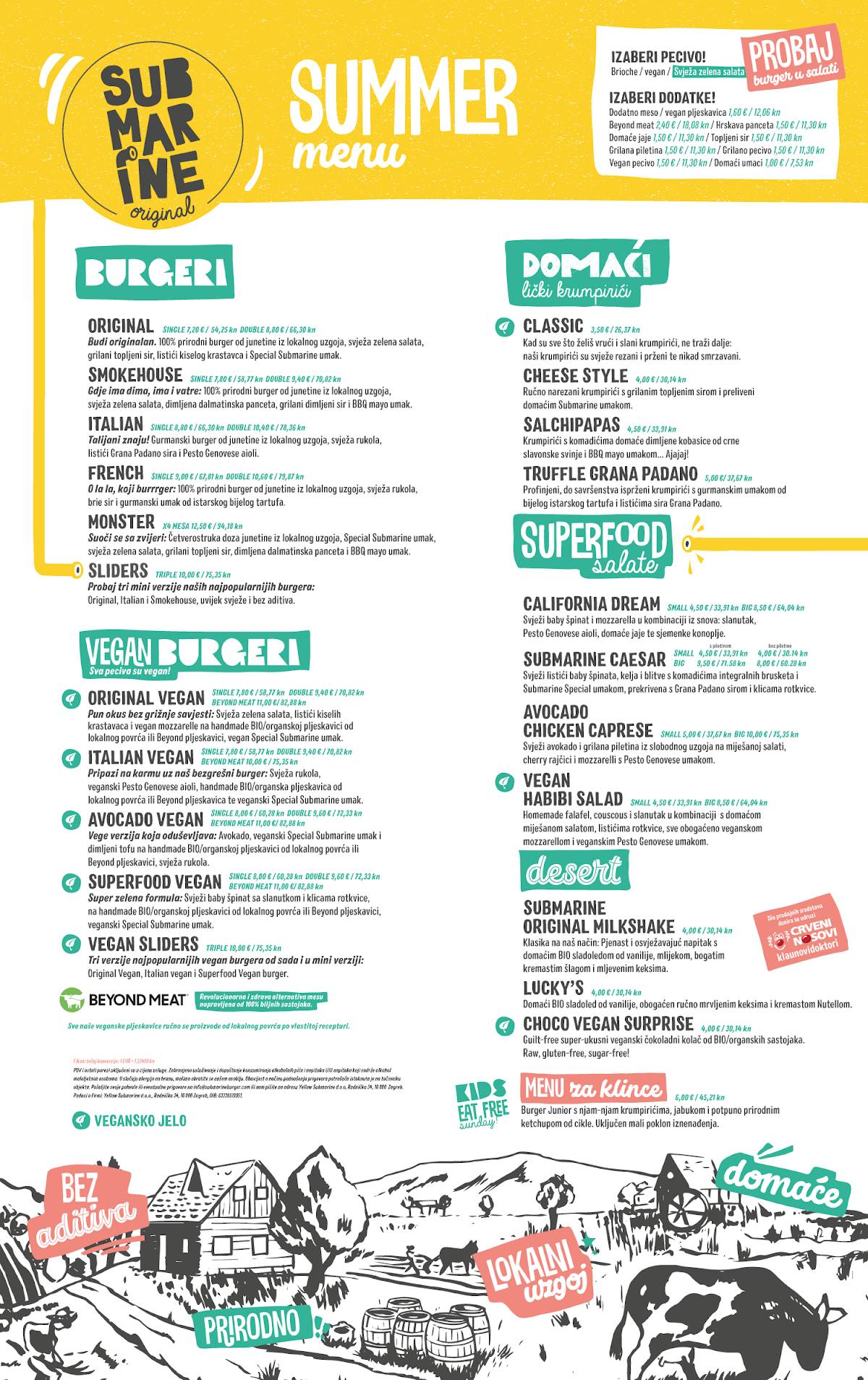 Menu at Submarine Burger - Mall Of Split restaurant, Split