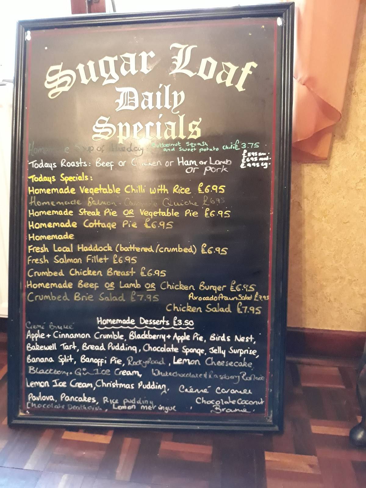 Menu at Sugar Loaf Cafe, Portland