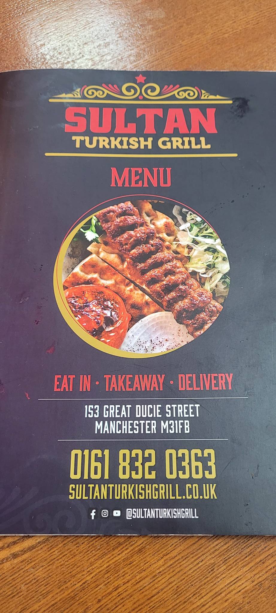 Menu at Sultan Turkish Grill restaurant, Manchester