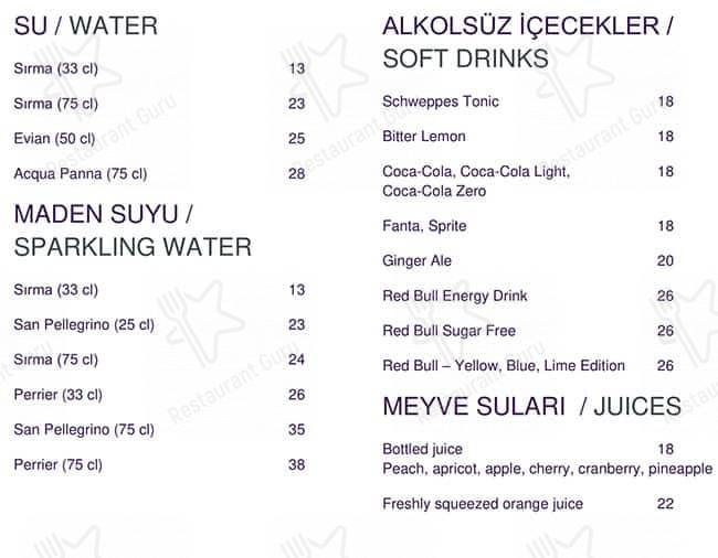 Menu at Summit Bar & Terrace, Istanbul, Cihannüma Mahallesi Saray ...