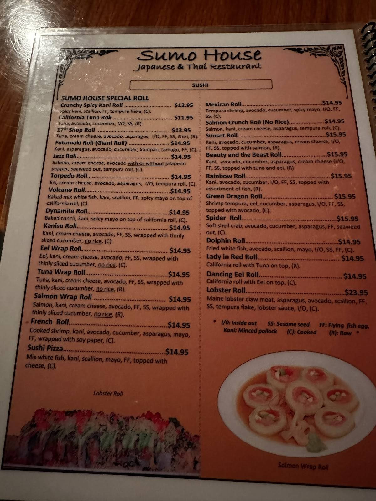 Menu at Sumo House restaurant, Vero Beach