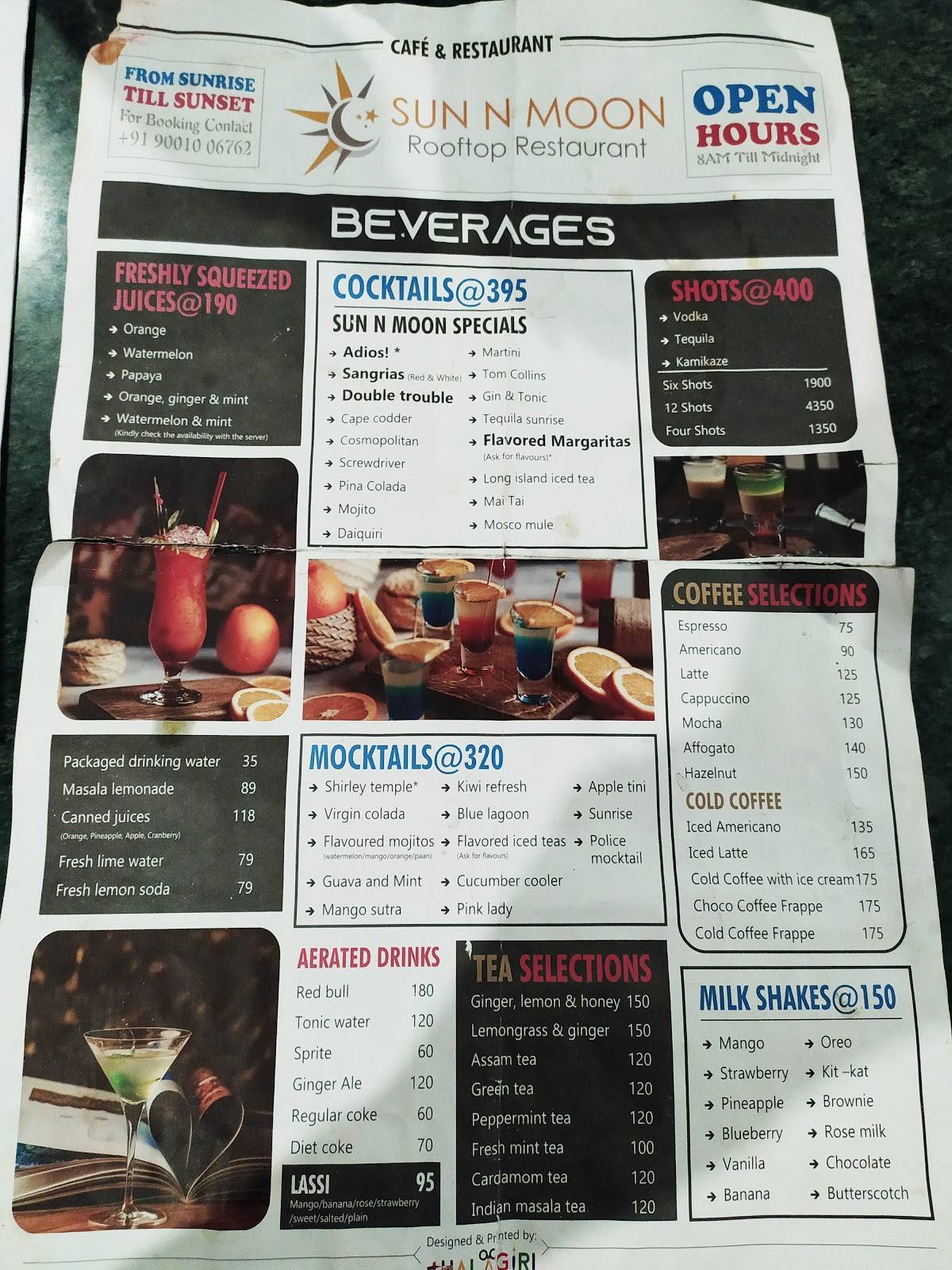 Menu at Sun N Moon Cafe & Restaurant, Udaipur