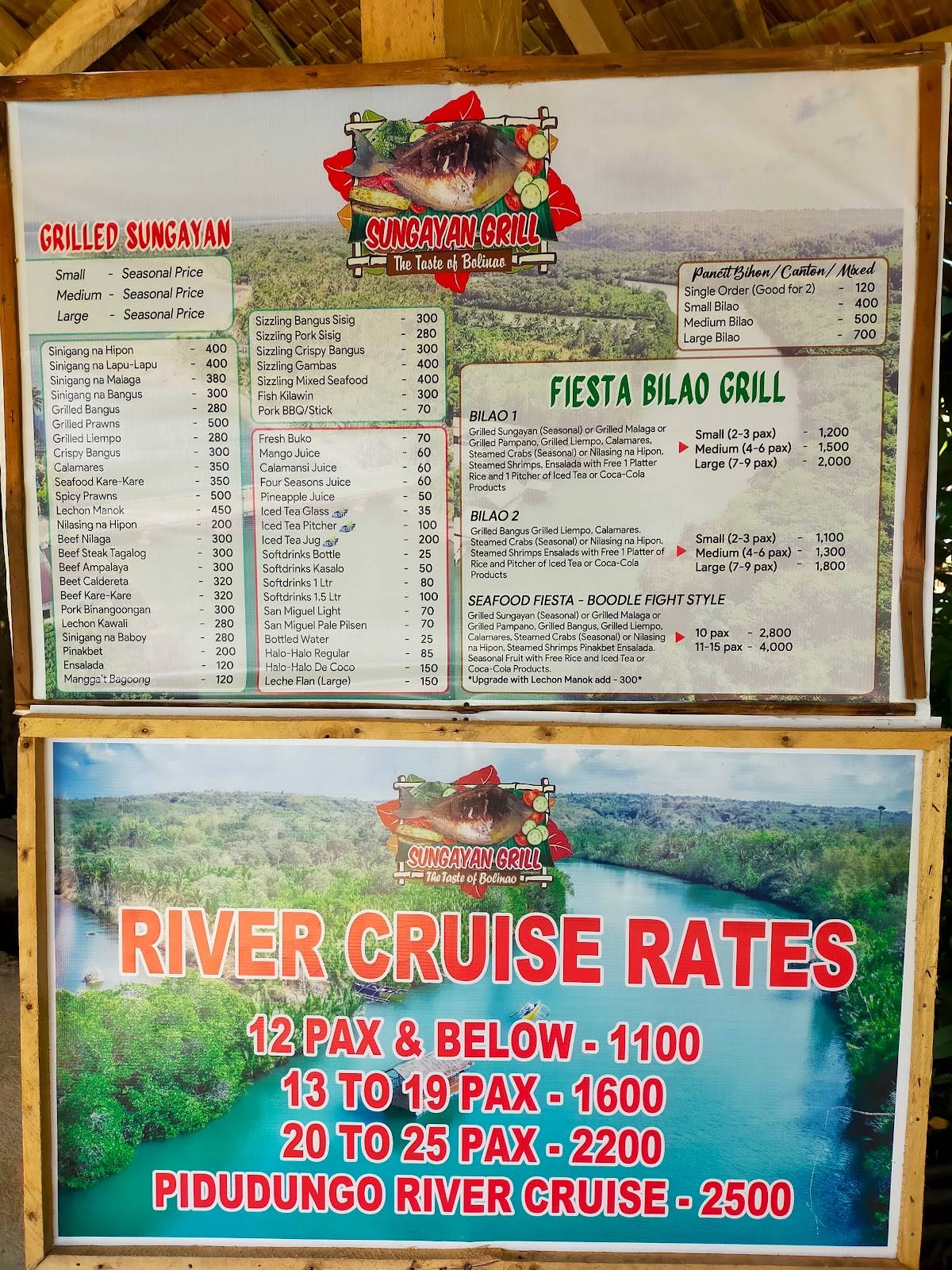Menu at Sungayan Grill restaurant, Bolinao, 9V34+Q2W