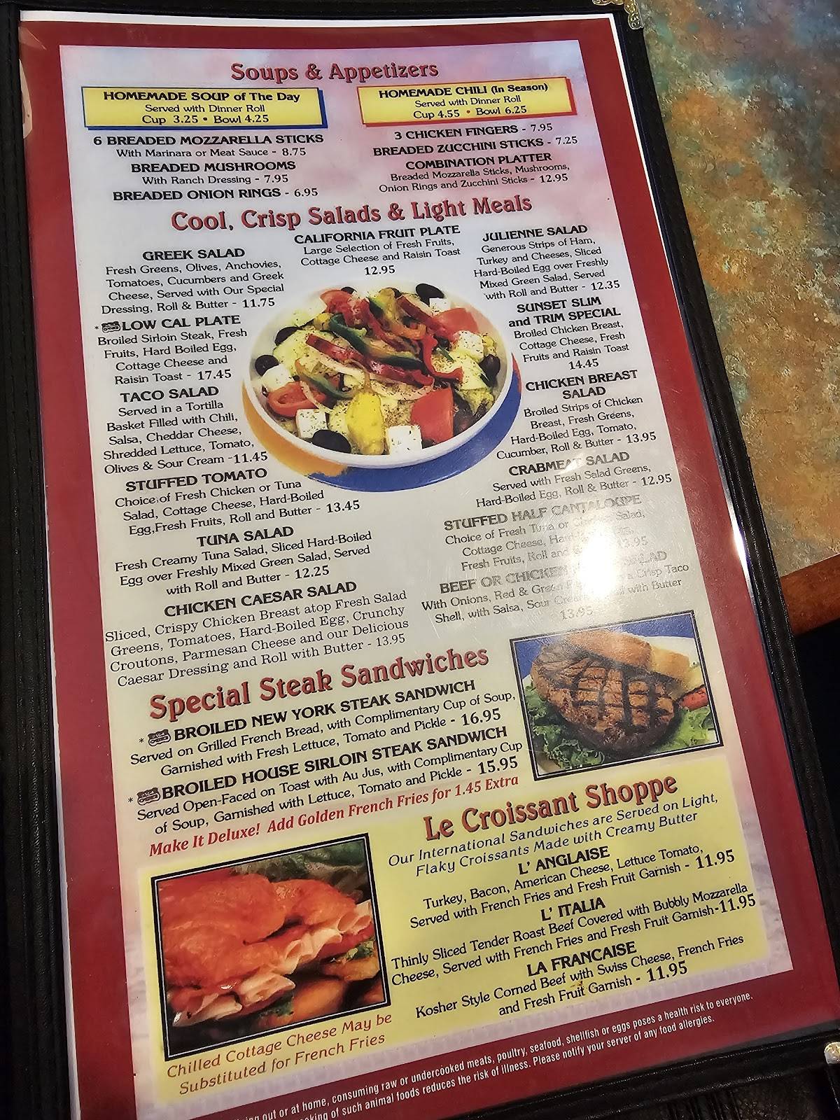 Menu at Sunset Family Restaurant, Waukesha