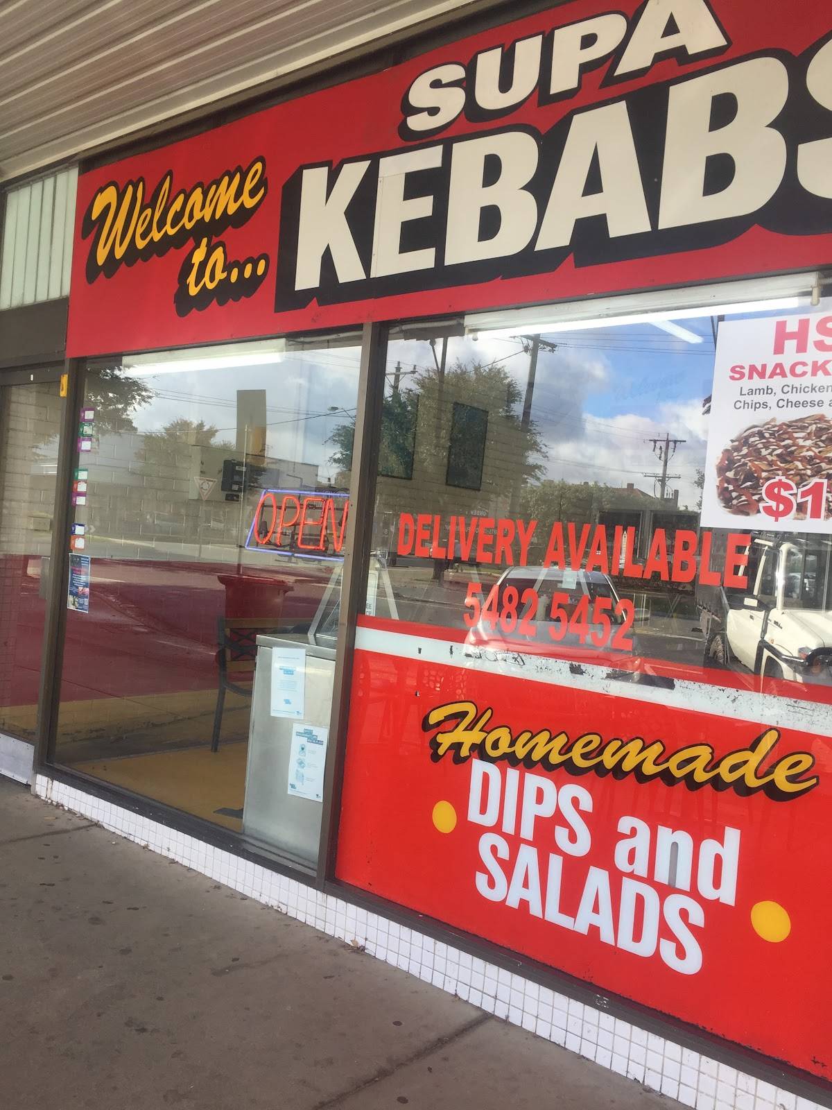 Menu at Supa Kebabs fast food, Echuca