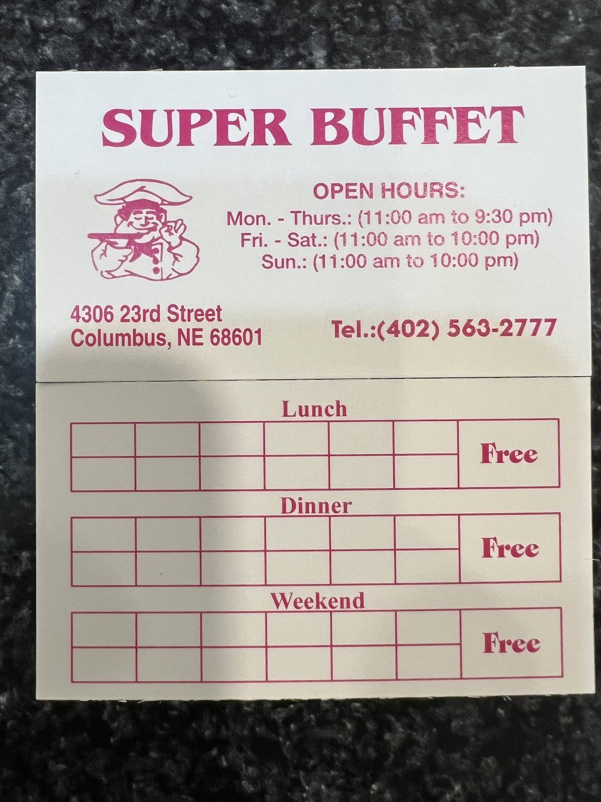 Menu at Super Buffet restaurant, Columbus, 23rd St