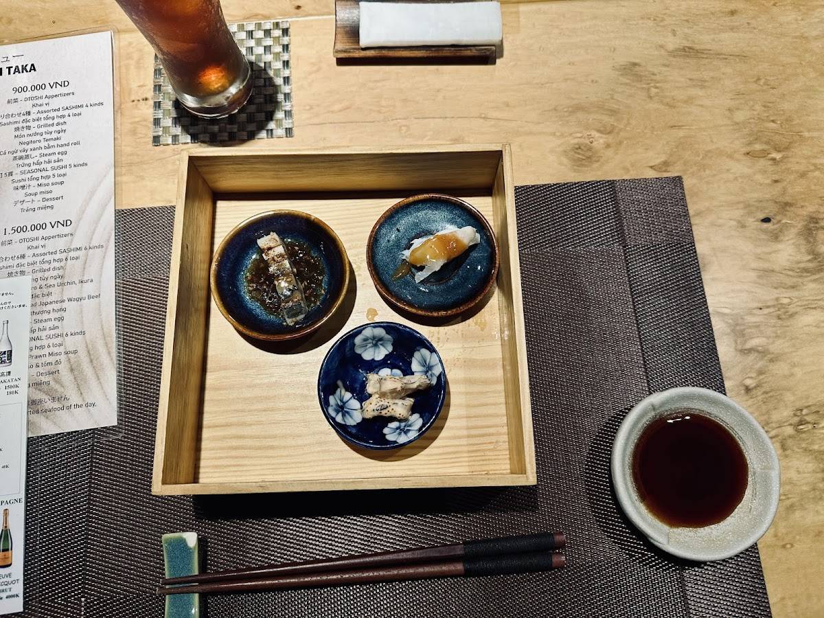 Menu at Sushi Taka Omakase restaurant, Ho Chi Minh City