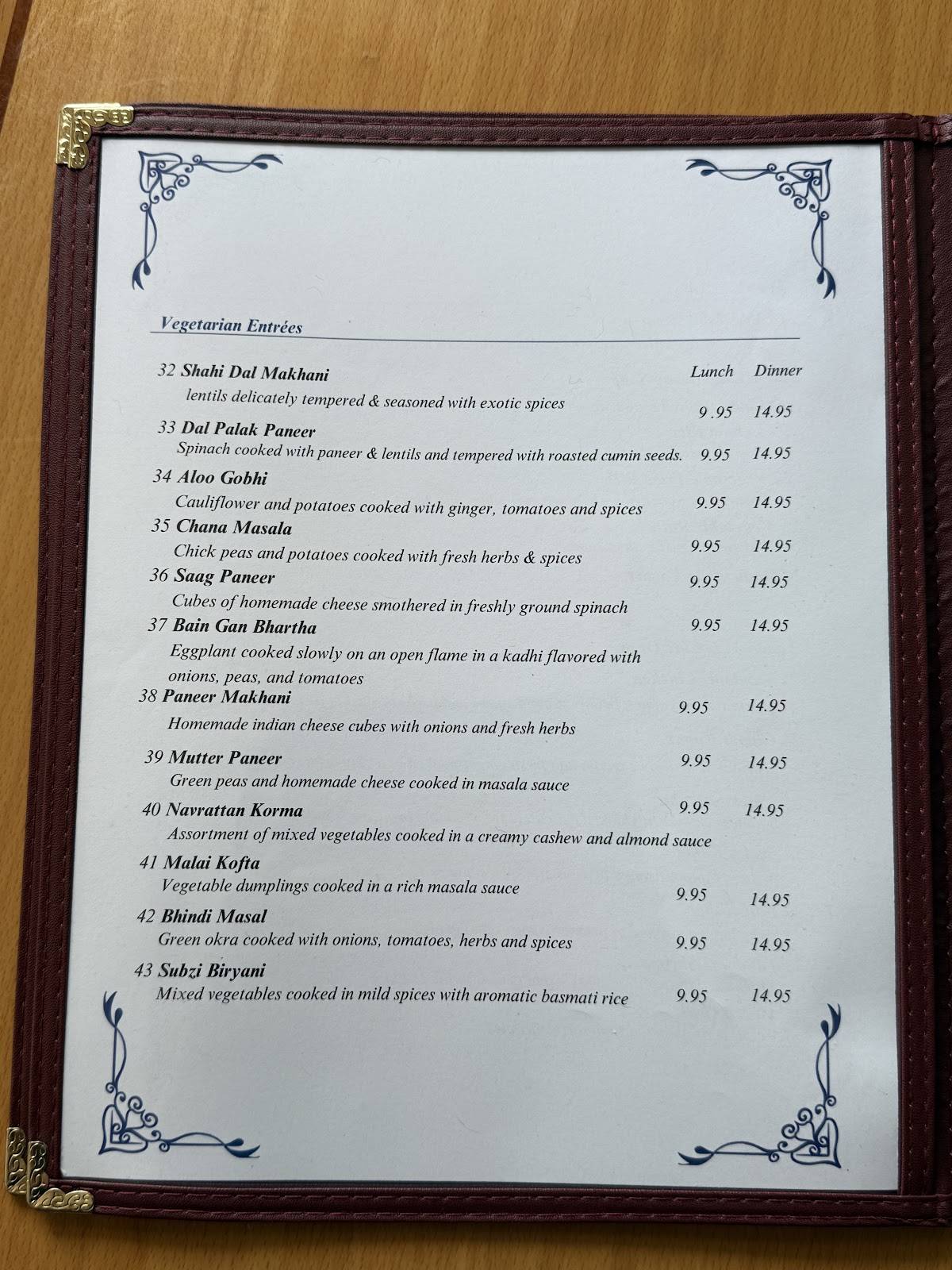 Menu at Swad Tandoori restaurant, New London