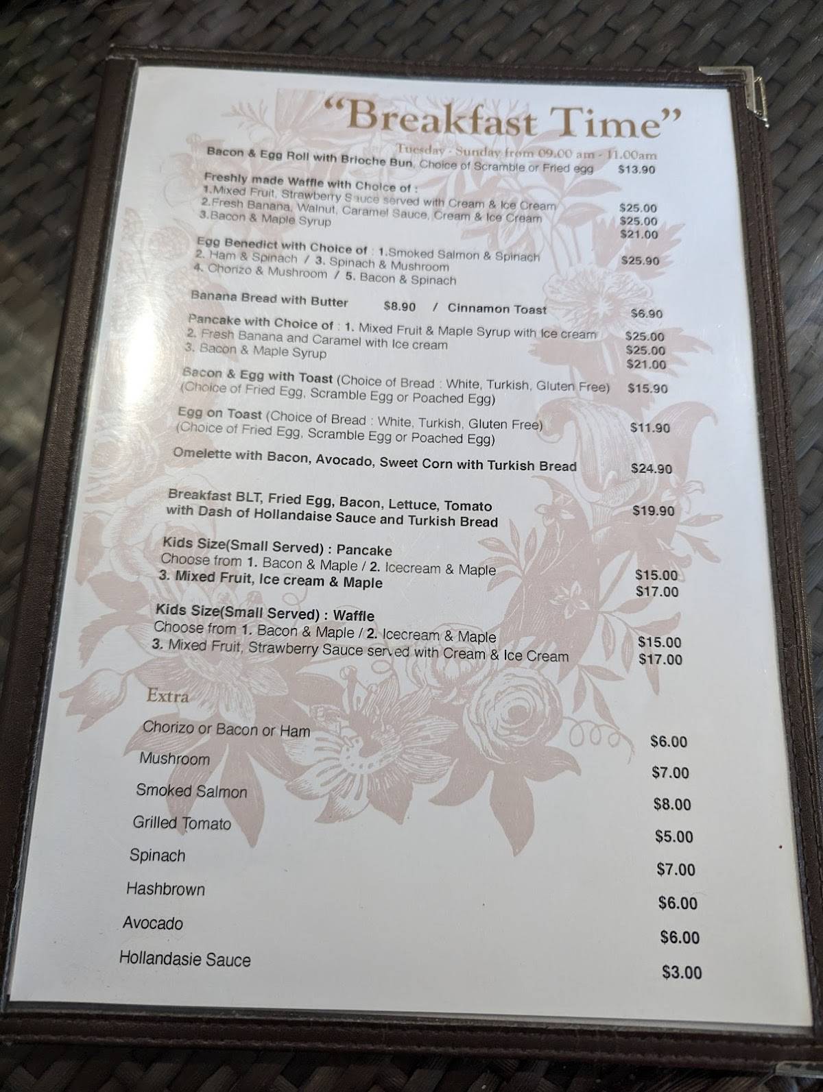 Menu at Sweet Caramel cafe, Bathurst