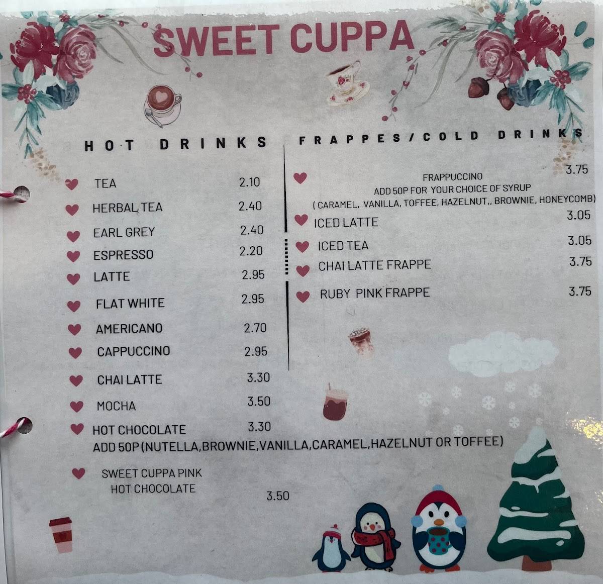 Menu at Sweet Cuppa, Carshalton