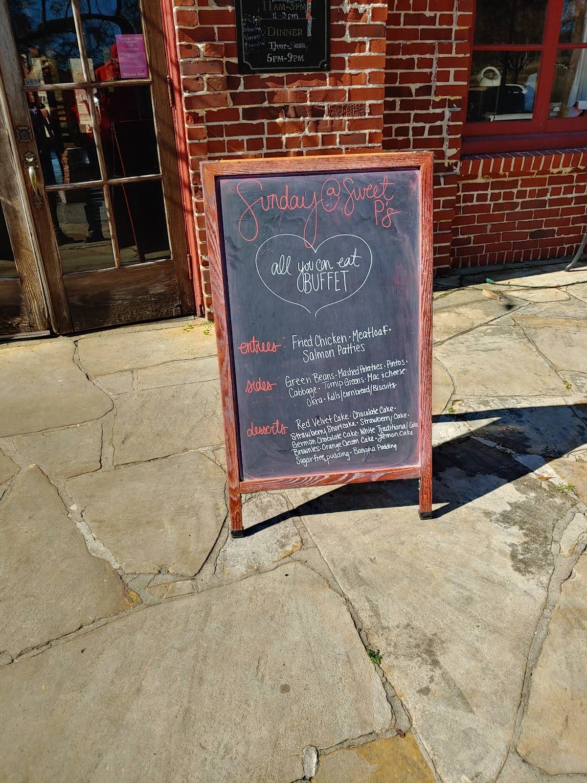 Menu at Sweet P's restaurant, Trion