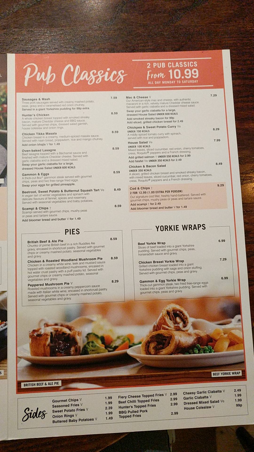 Menu at Swiss Cottage pub & bar, Shoreham-by-Sea