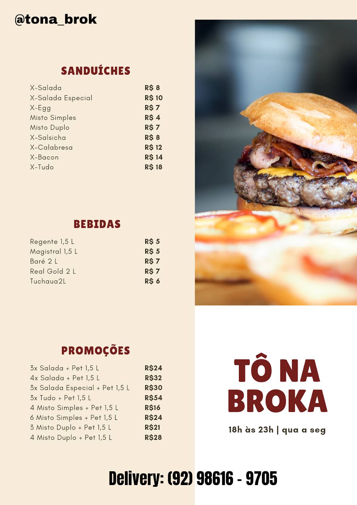 Menu em Tô na Broka pub & Bar, Manaus