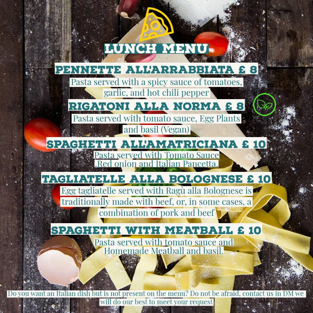 Menu at Take Italy Bistrot restaurant, Grantham