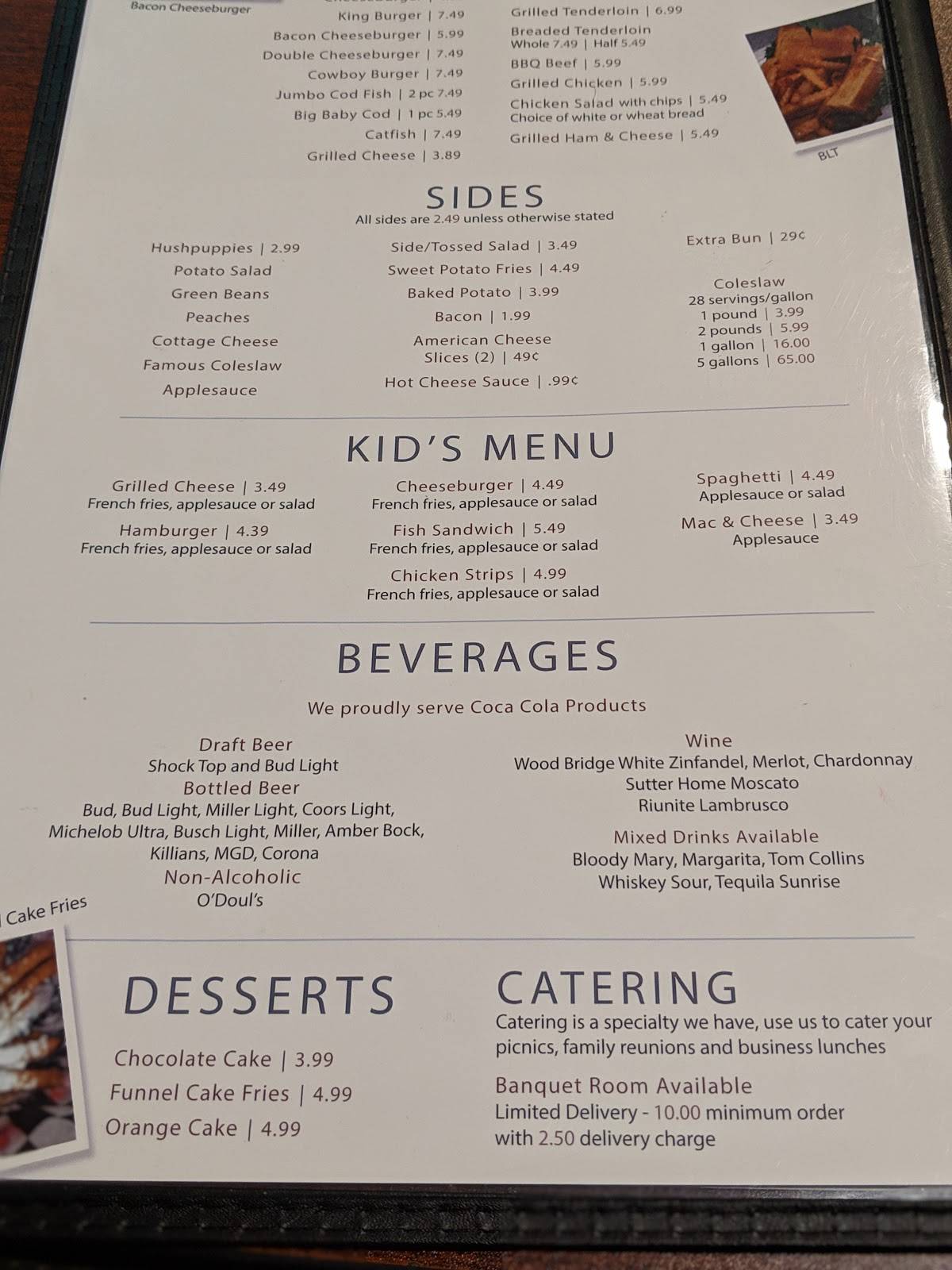 Menu at THE BUSH FAMILY RESTAURANT, Terre Haute
