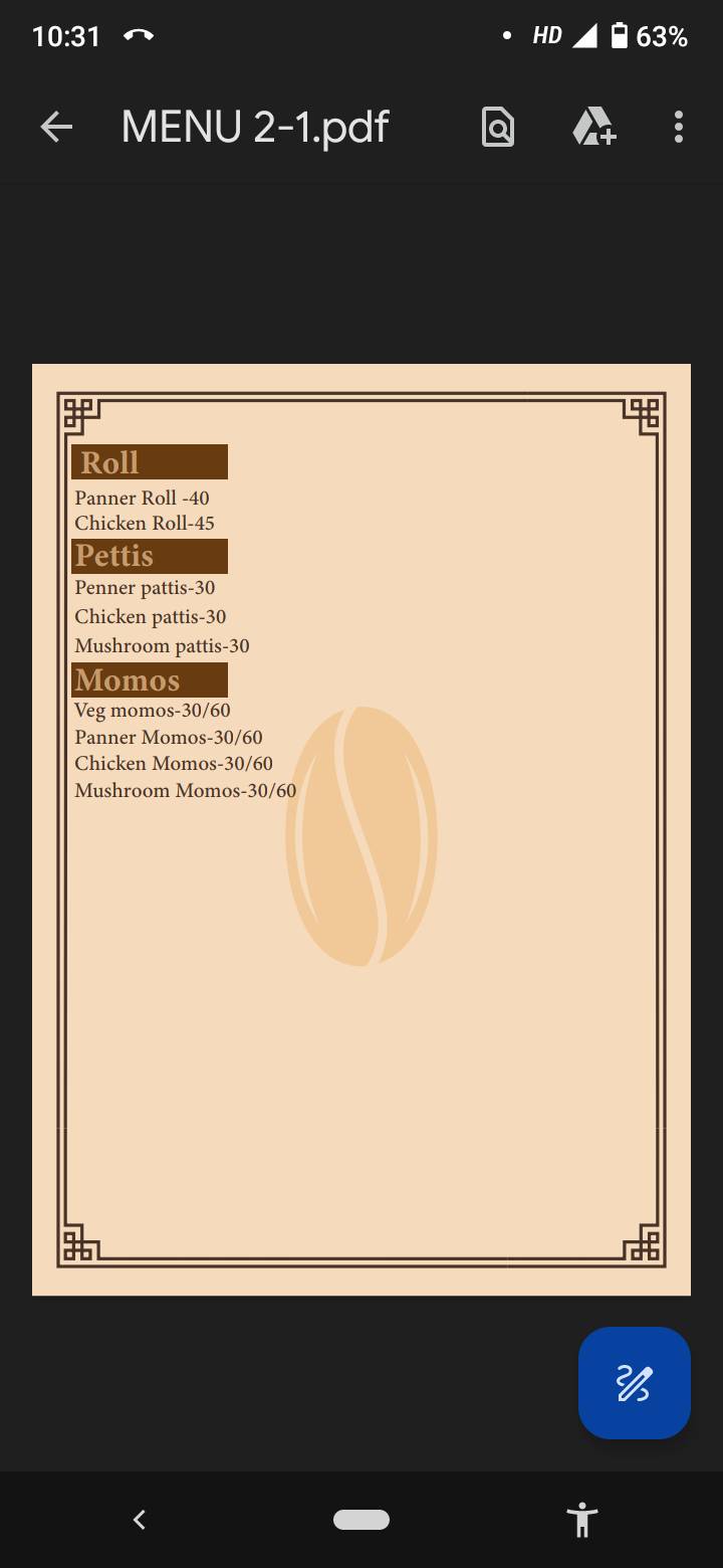 Menu at THE COFFEE HUB, India, CY Chintamani Rd