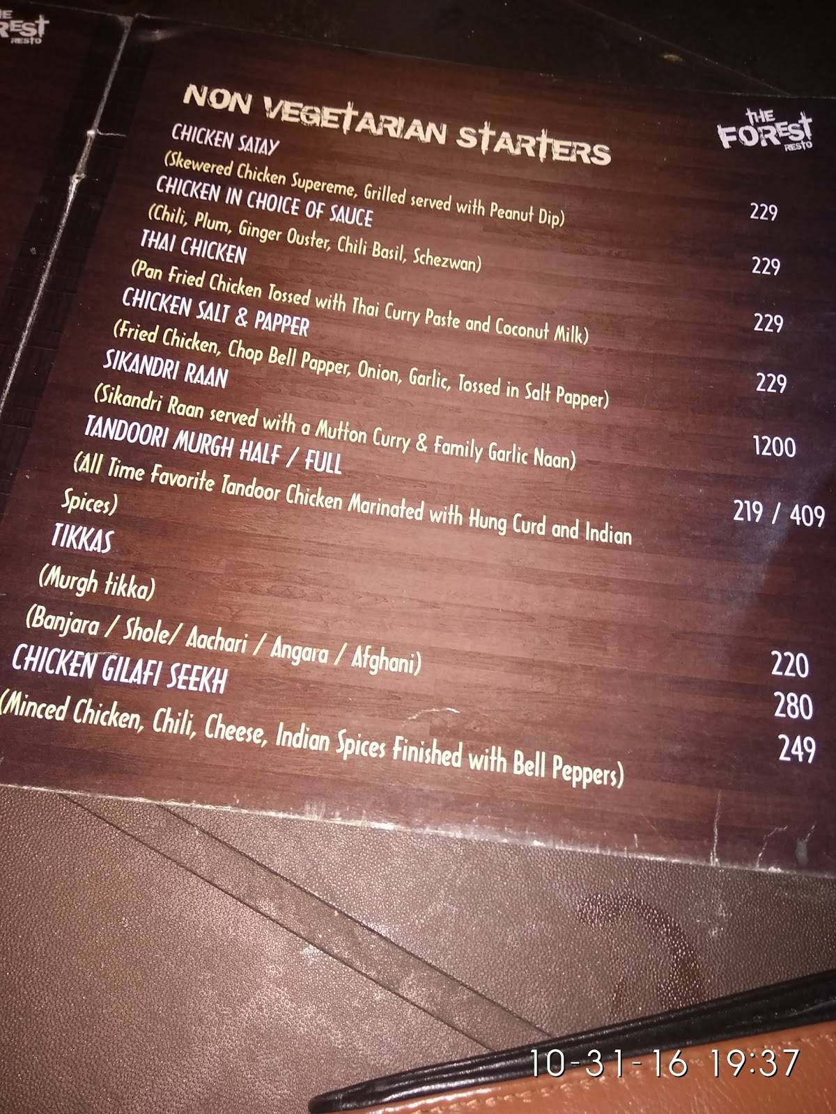 Menu at THE FOREST RESTO, Pune, Sr.No.38