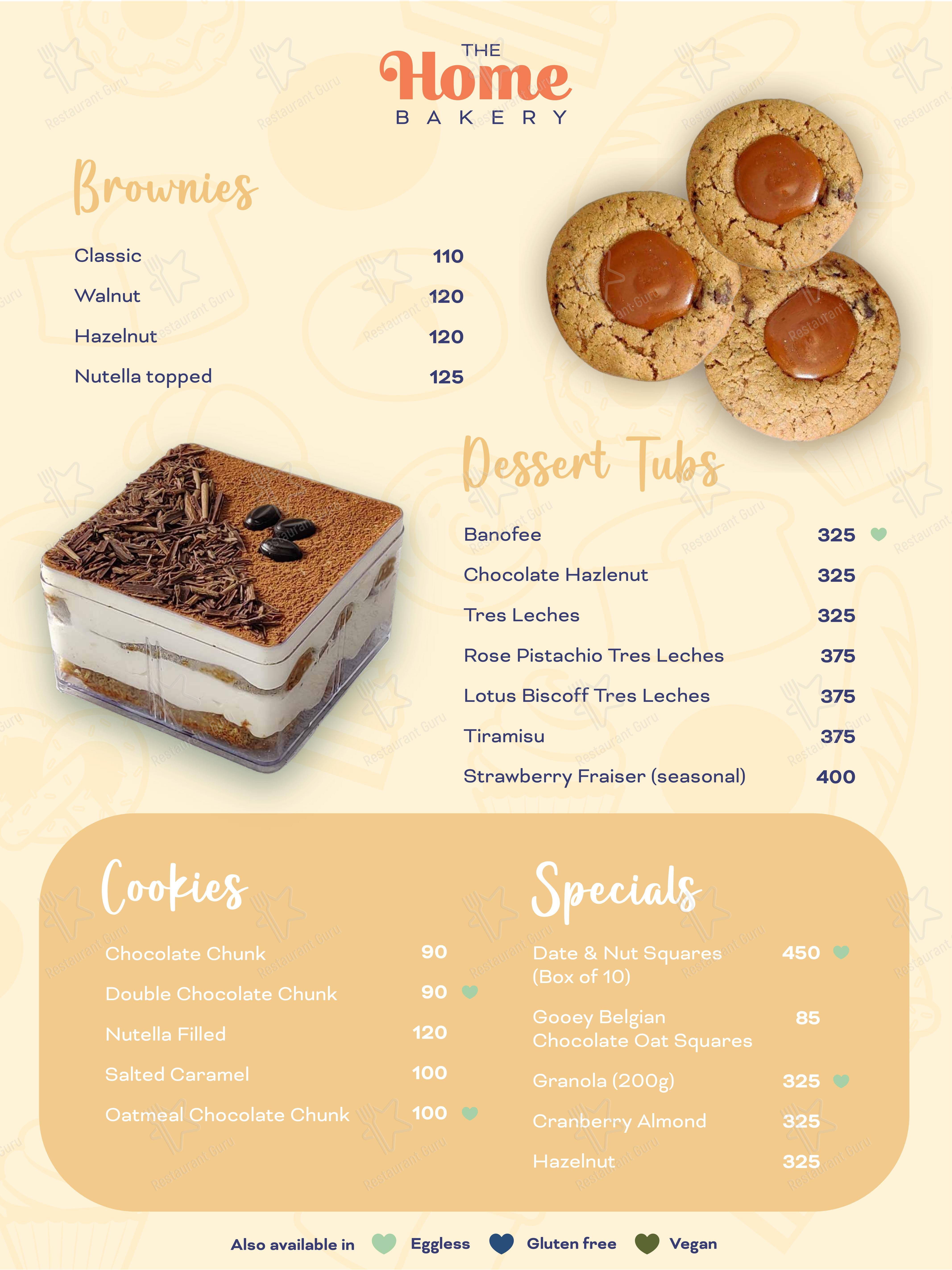 Menu at THE HOME BAKERY, Bengaluru