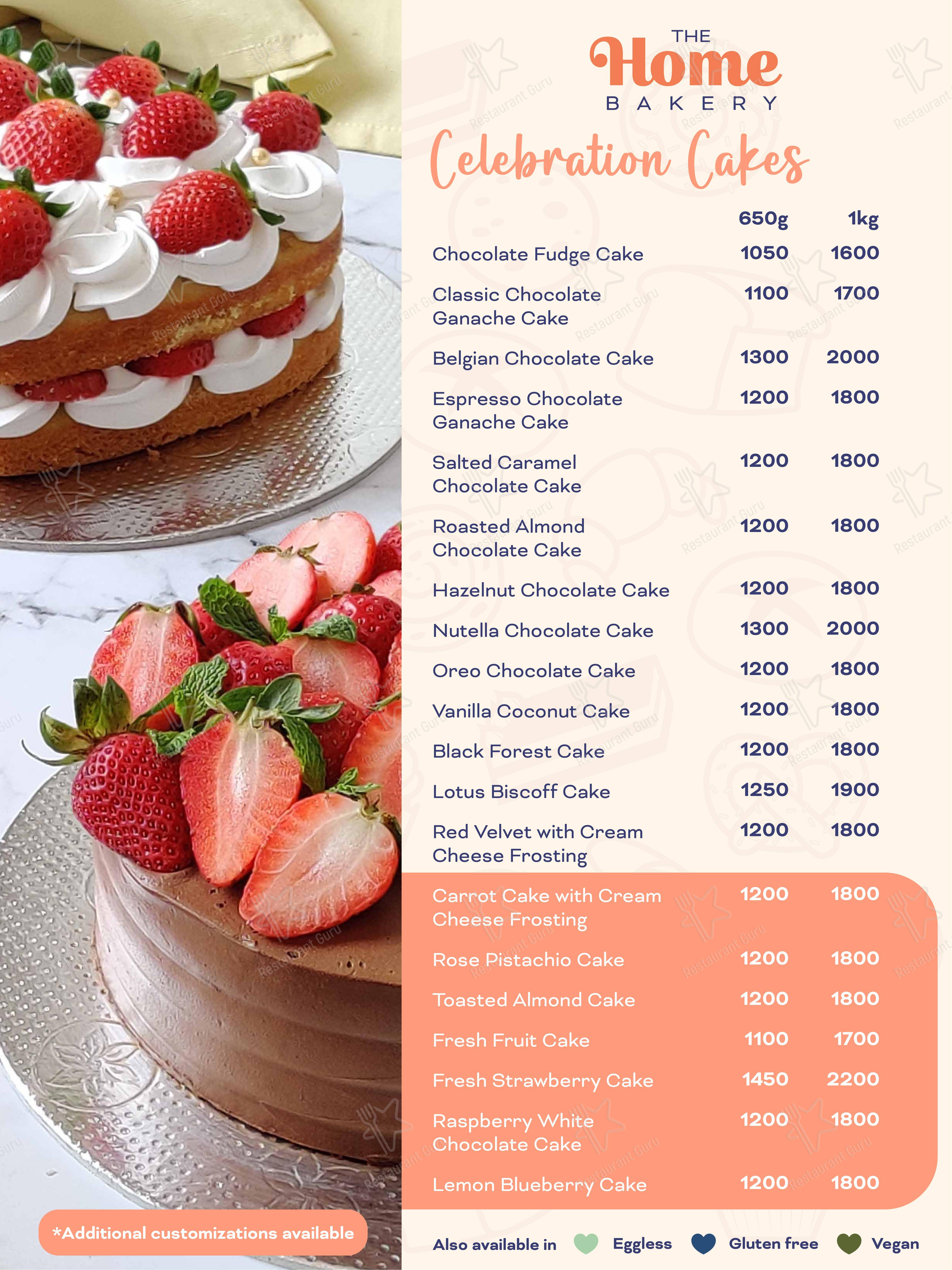 Menu at THE HOME BAKERY, Bengaluru