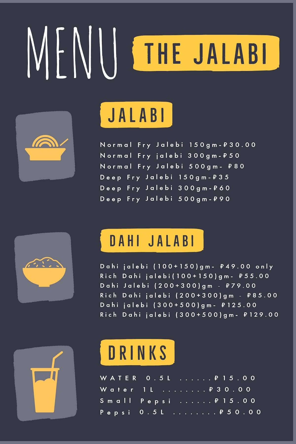 Menu at THE JALEBI, Hyderabad