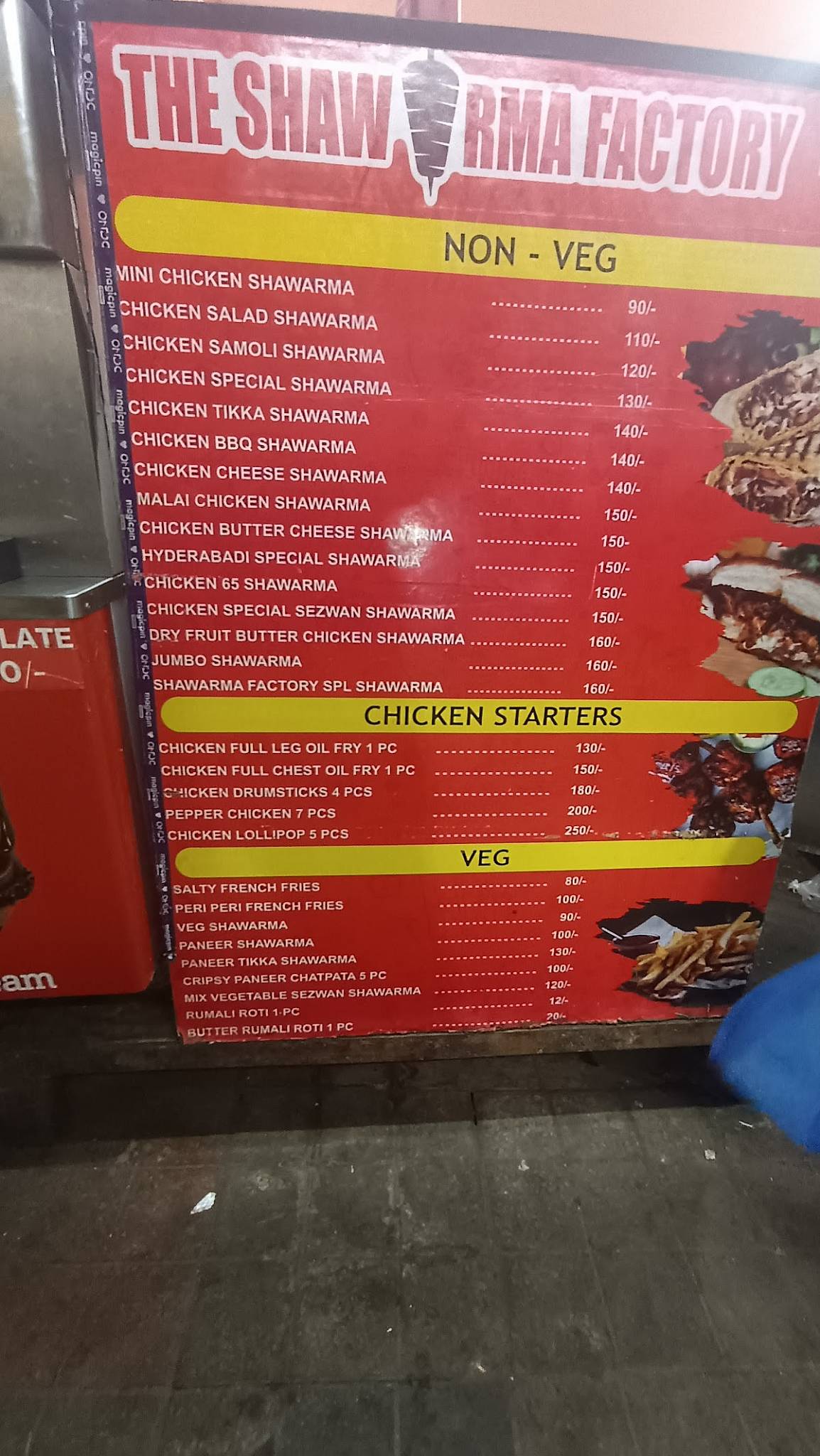Menu at THE SHAWARMA FACTORY, Hyderabad, PILLAR NUMBER 1058
