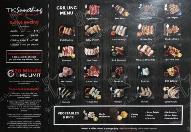 Menu at TK Something BBQ Restaurant, Canley Vale