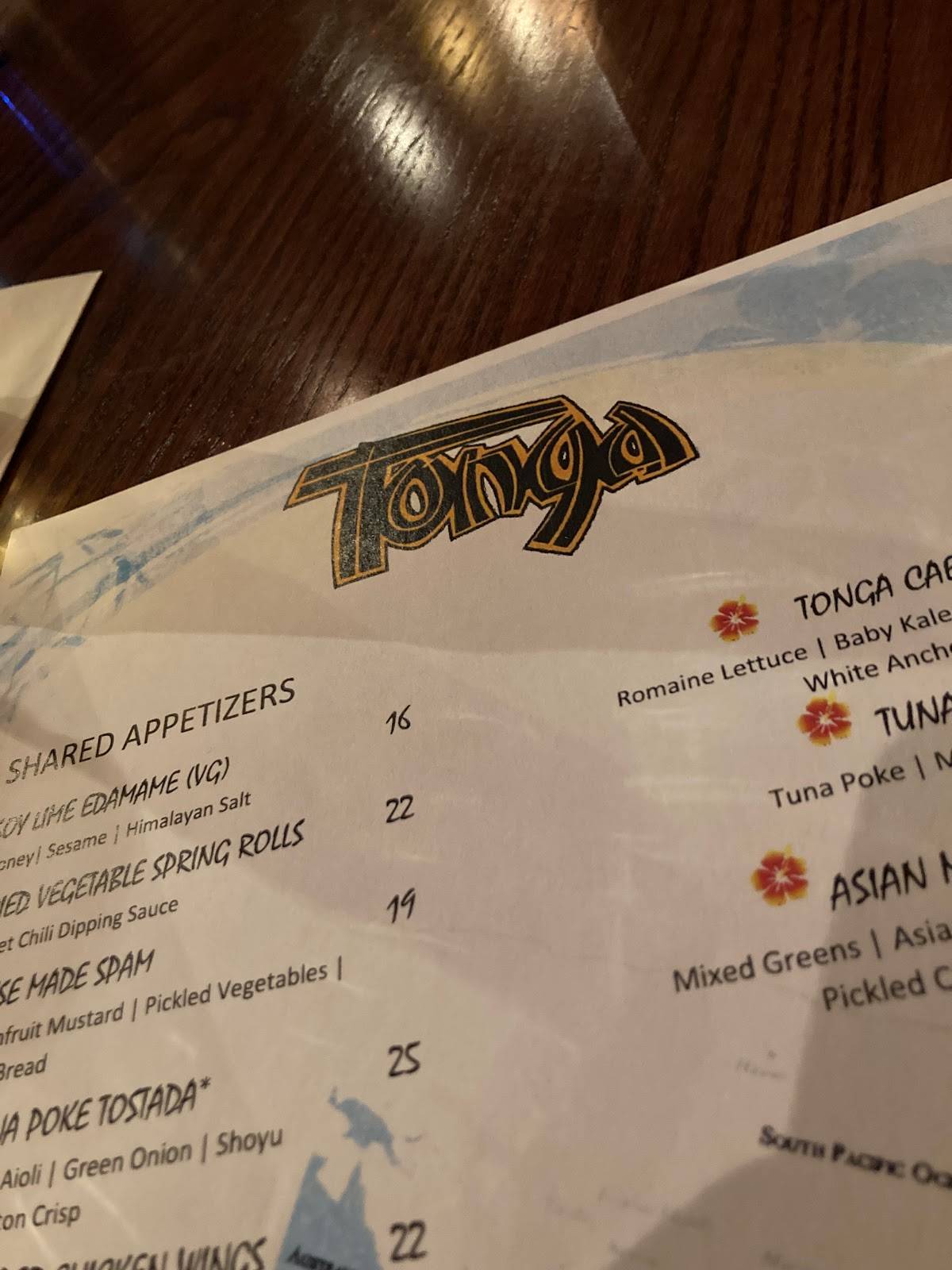 Menu at TONGA ROOM & HURRICANE BAR, San Francisco