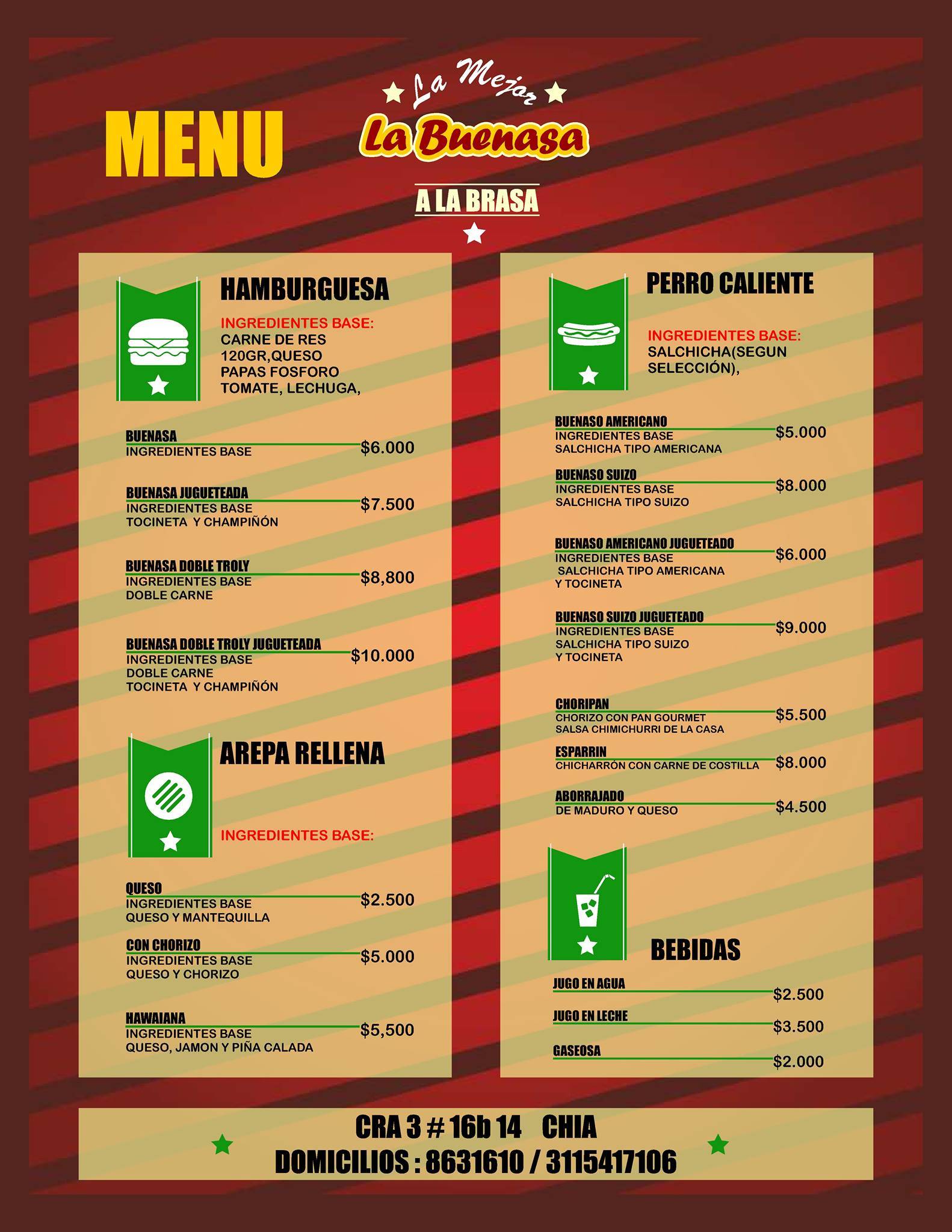 Carta del restaurante TRAILER FANTASMA CHIA, Chía