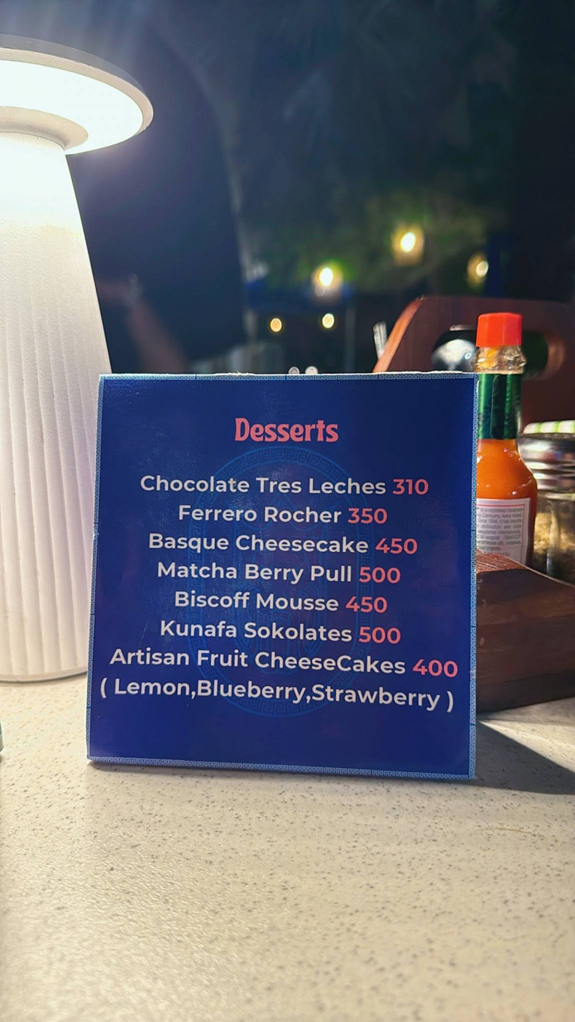 Menu at TRITON, Ahmedabad