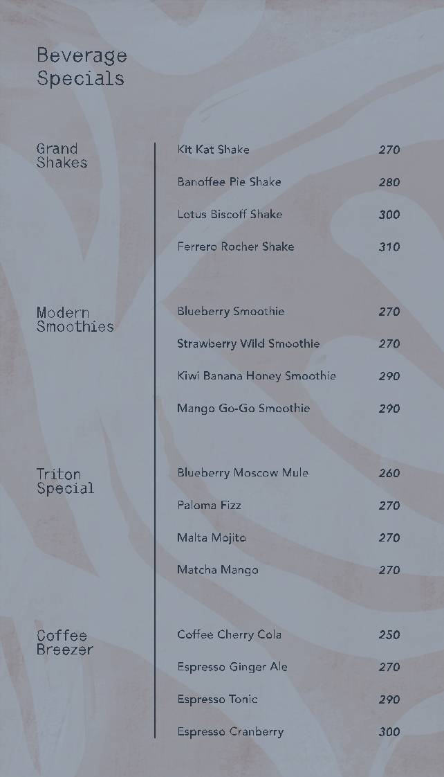 Menu at TRITON, Ahmedabad