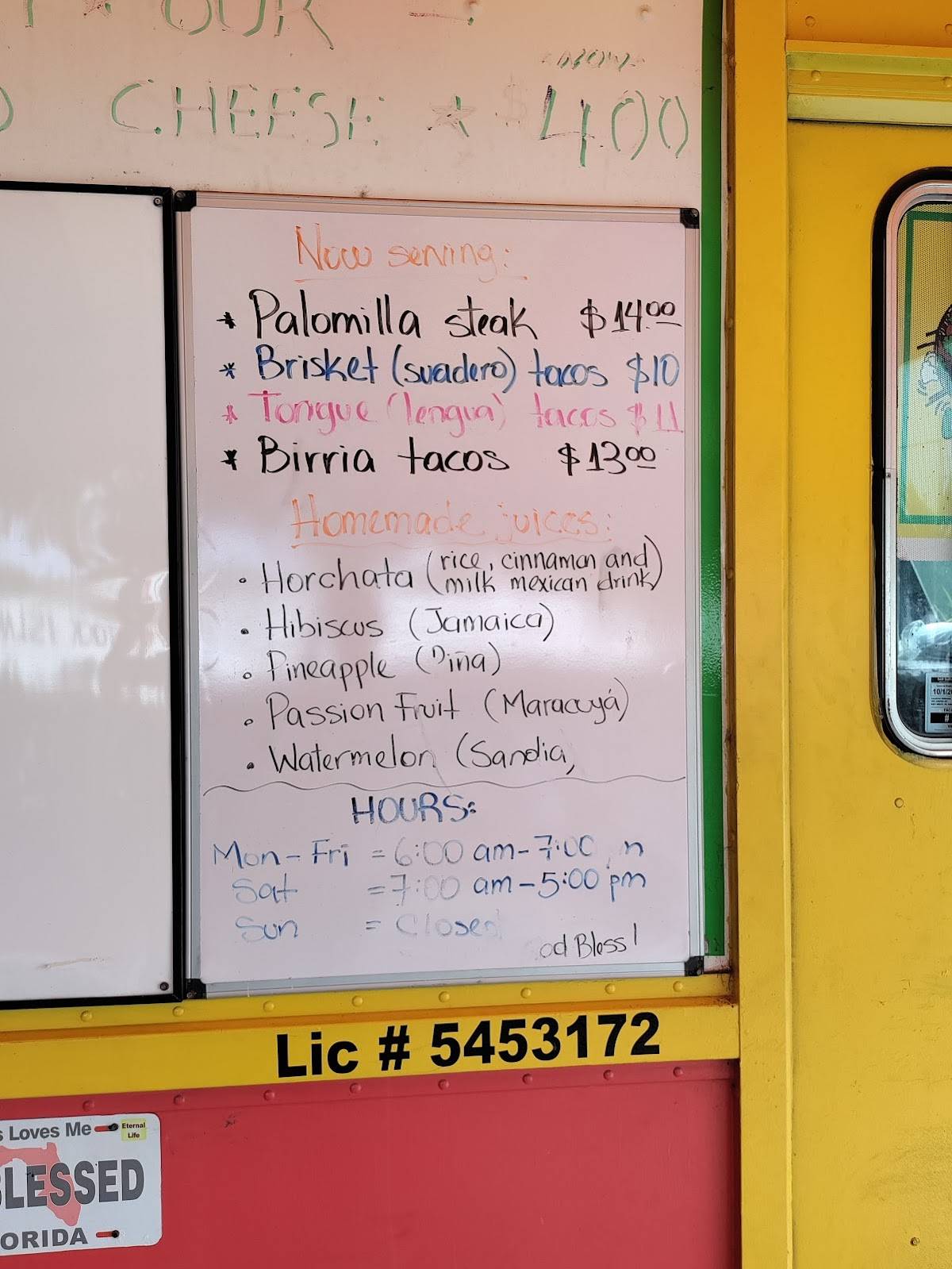Menu at Taco Express restaurant, Stock Island, Corner of Cross St. And