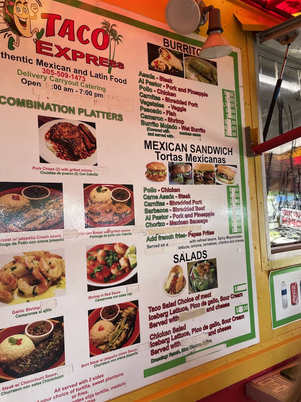 Menu at Taco Express restaurant, Stock Island, Corner of Cross St. And