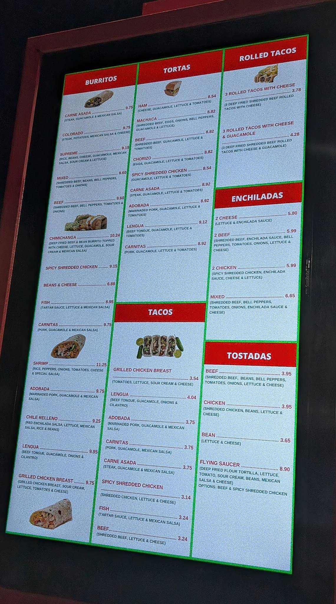 Menu at Taco Star restaurant, Colorado Springs, 605 N Circle Dr