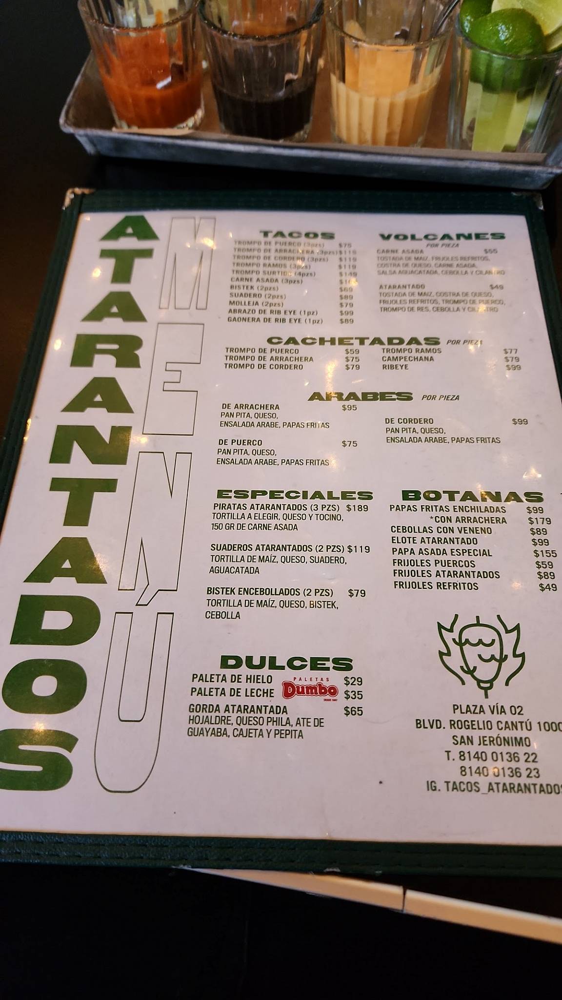 Carta del restaurante Tacos Atarantados, Monterrey, Blvd. Rogelio Cantú ...